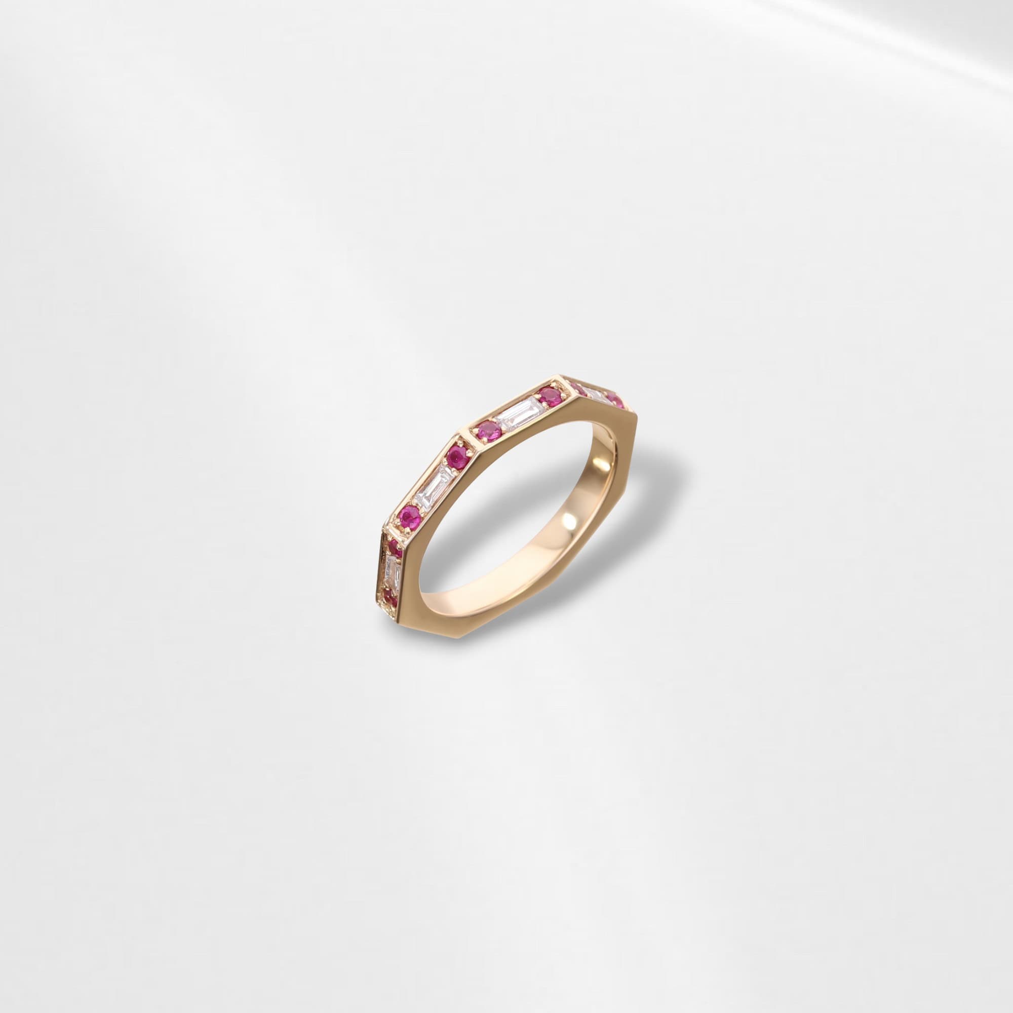 Diamond Ruby Octagonal Stack Ring - Bespoke Jewellery | Calla Lily Fine ...